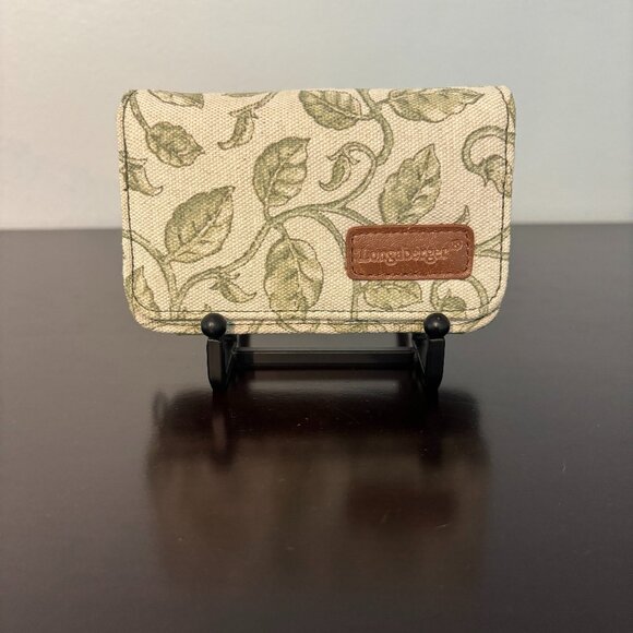 Longaberger | Bags | Longaberger Green Cream Leaf Patterned Canvas Coin ...